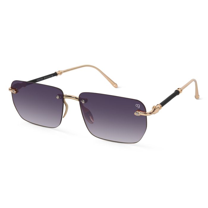 Buy Vylo Rectangle Rimless Black & Golden Sunglasses - Woggles